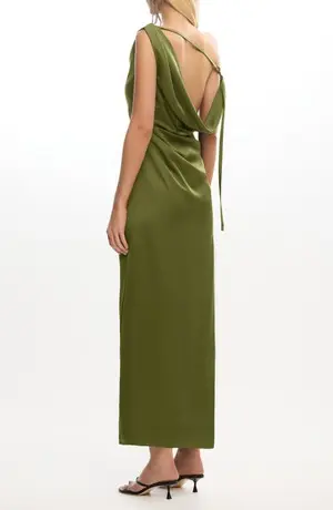Significant Other Alyssa Pleated One-shoulder Gown - Fern