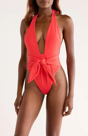 MONTCE Tropez Halter One-piece Swimsuit - Cherry