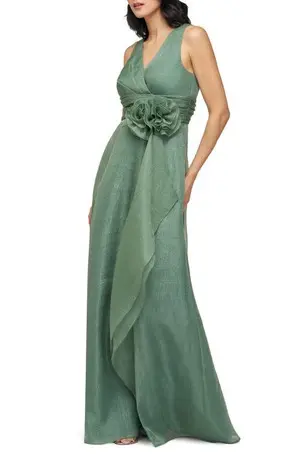 Js Collections Rosette Detail Sleeveless Organza Gown