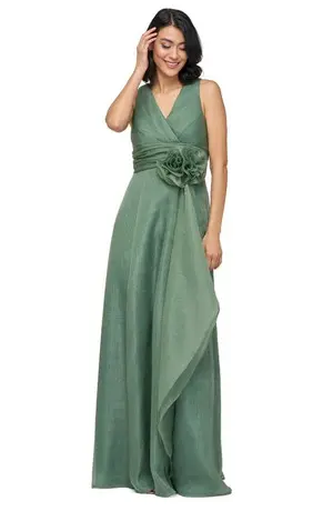 Js Collections Rosette Detail Sleeveless Organza Gown