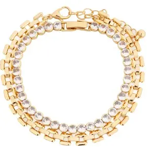 PANACEA Crystal Watchband Bracelet - Gold