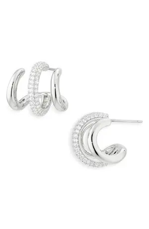 Nadri Alma Illusion Hoop Earrings - Rhodium