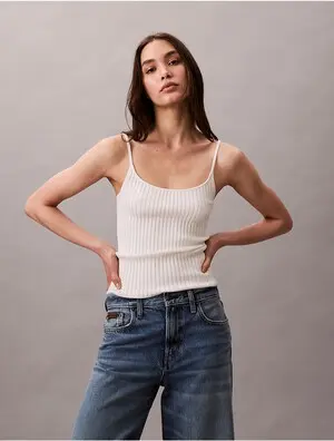 Calvin Klein Liquid Shine Rib Tank Top - Tofu
