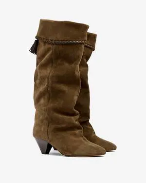 Isabel Marant Elita Draped Suede Boots - Bronze