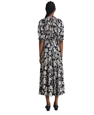 GHOST LONDON Floral Printed Dolly Midi Dress - Black