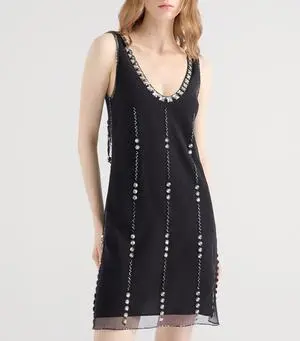 Prada Tulle Embellished Mini Dress