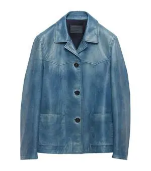 Prada Nappa Leather Jacket - Blue