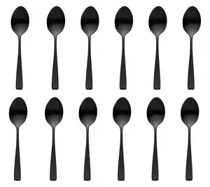 GODINGER Set Of 12 Chisel Matte Black 18/0 Ss Tablespoons - One-color
