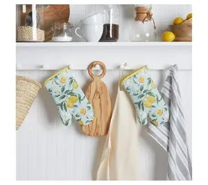 MARTHA STEWART Lemon Whimsy Oven Mitt Set