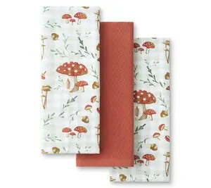 MARTHA STEWART Harvest Mushroom Plaid Kitchen T Owel 3-pack Set - One-color