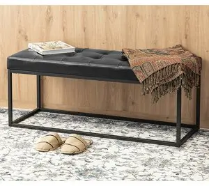GLITZHOME Modern Tufted Upholstered Bench W/ Me Tal Frame Legs - One-color