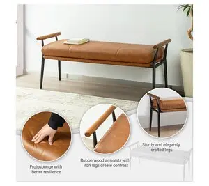 GLITZHOME Modern Upholstered Bench