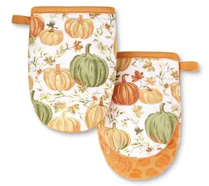 MARTHA STEWART Autumn Pumpkins Mini Oven Mitt 2 -pack Set - One-color