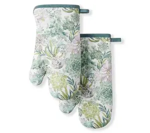 MARTHA STEWART Succulents Oven Mitt 2-pack Set - One-color