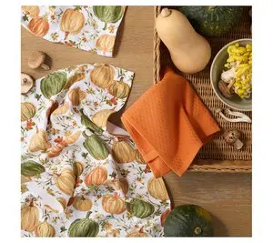 MARTHA STEWART Pumpkins Kitchen Towel 3-pack Se T
