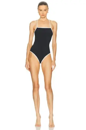 Loulou De Saison Itak One Piece Swimsuit - Black & Ivory