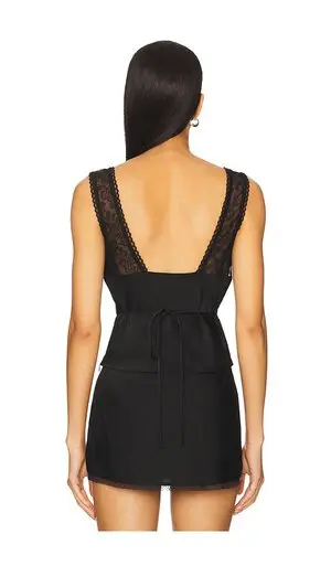 NIA Khadari Pleated Bodice Top With Sheer Lace Contrast