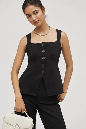 Maeve Structured Longline Vest Top - Black Onyx
