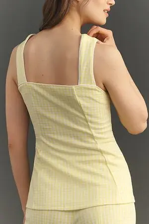 Maeve Structured Longline Vest Top - Yellow Pattern