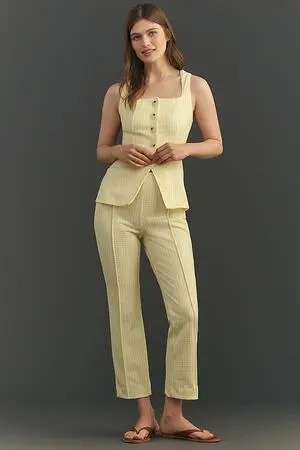 Maeve Structured Longline Vest Top - Yellow Pattern