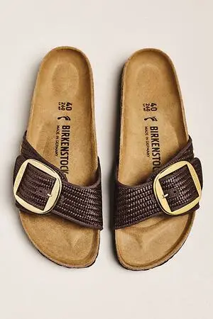 BIRKENSTOCK Madrid Big Buckle Raffia Sandals - Carafe