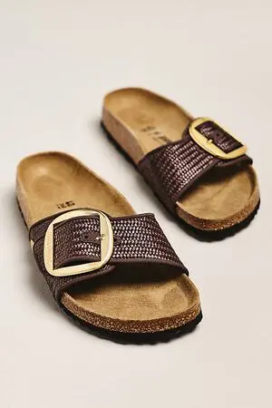 BIRKENSTOCK Madrid Big Buckle Raffia Sandals - Carafe