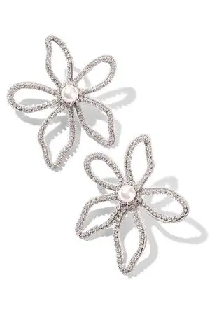 Deepa Gurnani Felicity Flower Post Earrings - Silver