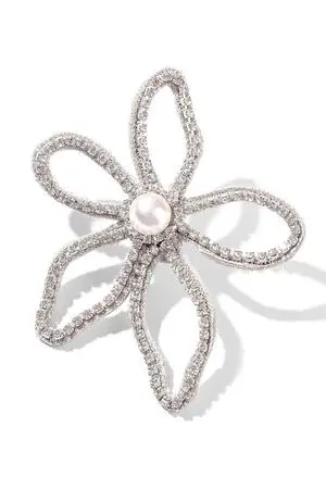 Deepa Gurnani Felicity Flower Post Earrings - Silver