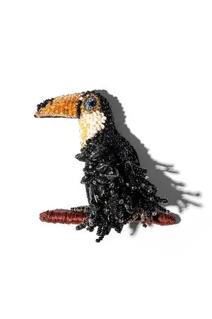 Deepa Gurnani Toucan Brooch - Black