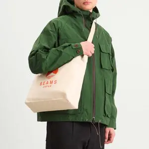 BEAMS 2 Way Canvas Tote Bag - Orange