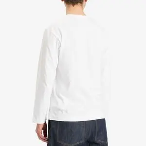 Play Comme Des Garcon Long Sleeve Basic Logo T-shirt - White/red