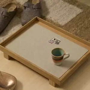 BEAMS Embroidery Tea Mat Beckoning Cat