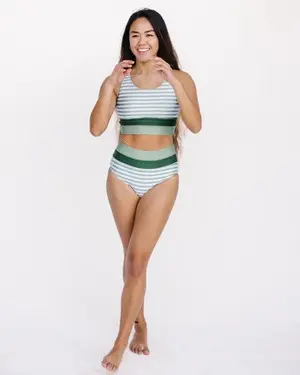 NANI Cut Back Crop Swim Top - Mariner