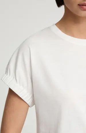 Lafayette 148 New York Gathered Cuff Cotton Jersey T-shirt