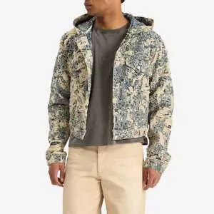 Acne Studios Distressed Monogram Hooded Jacket - Mid Blue