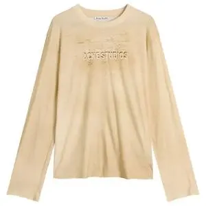 Acne Studios Long Sleeve Faded Logo T-shirt - Sand Beige