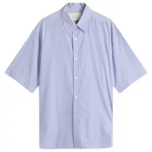 Studio Nicholson Sorono Stripe Short Sleeve Shirt - Blue And White