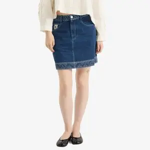 BODE Embroidered Denim Skirt