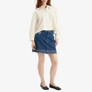 BODE Embroidered Denim Skirt