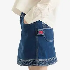 BODE Embroidered Denim Skirt
