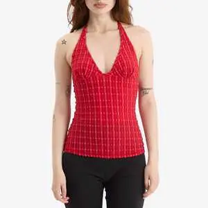 PEACHY DEN Cindy Halter Top - Lipstick