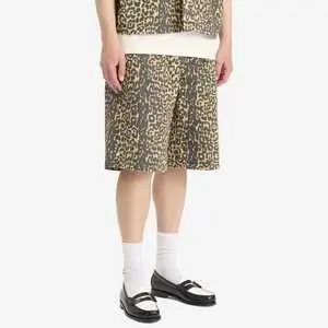 Rhude Leopard-print Denim Shorts - Black/tan