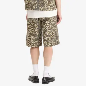 Rhude Leopard-print Denim Shorts - Black/tan