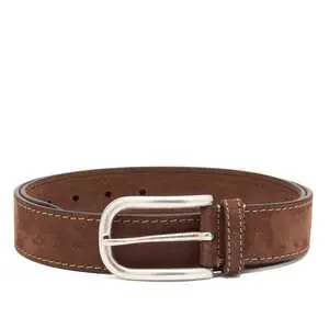 Anderson's Stitch Trimmed Nubuck Leather Belt - Brown