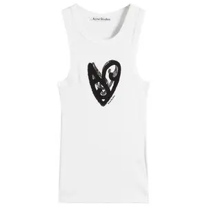 Acne Studios Sleeveless T-shirt With 'as' Heart Logo - Optic White