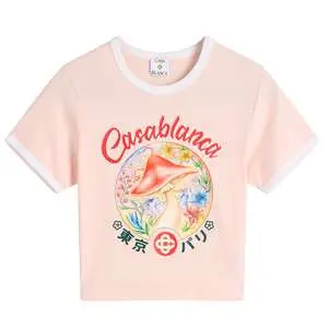 Casablanca Mushroom Emblem Printed Baby T-shirt - Pink