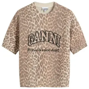 GANNI Graphic Printed T-shirt - Leopard