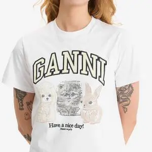 GANNI Basic Cotton Jersey Animals Relaxed T-shirt