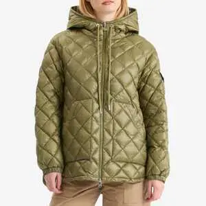 Moncler Shiny Quilted Hood Overshirt - Khaki