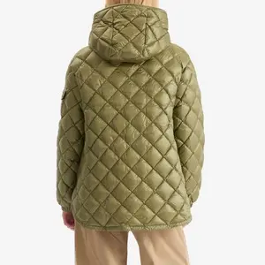 Moncler Shiny Quilted Hood Overshirt - Khaki